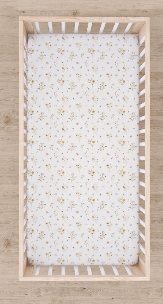 Drap contour Fleurs sauvages pour lit de bébé - La Fée